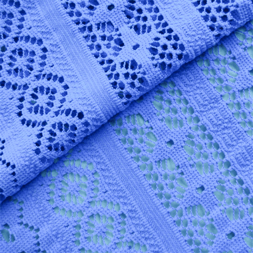 Blue Stripe Crochet Lace Fabric By The Yard
