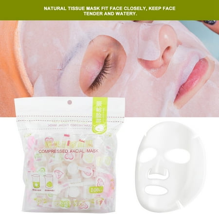 Qiilu 100pcs Cotton Fabric Compressed Facial Face Mask Paper DIY Skin ...