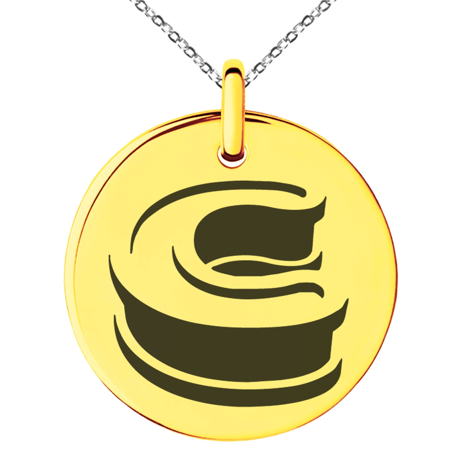 Stainless Steel Letter C Initial 3D Monogram Engraved Small Medallion ...