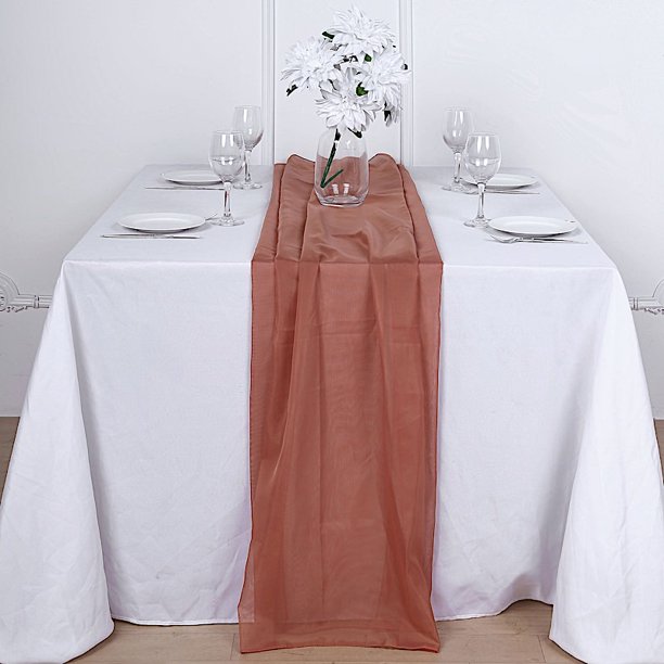 BalsaCircle 72" Terracotta Extra Premium Chiffon Table Top Runner ...