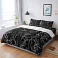 Abstract White Tree Branch on Black Queen Size Bed Set,Modern Plant ...