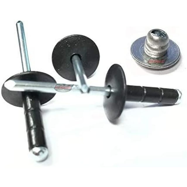 Black 3/16" Rivet Large Head Aluminum Steel Mandrel Multi Grip Rivets ...
