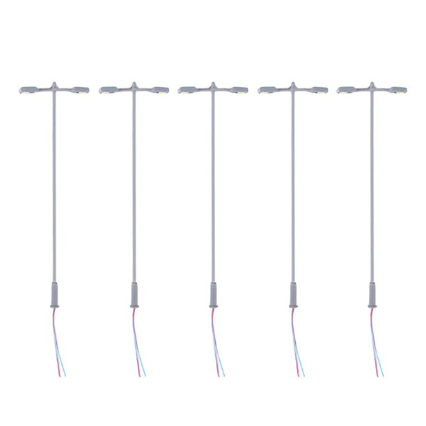 5 Pieces Model Train Scenery Road Light LEDs Dual Heads Lamp Post 3V ...