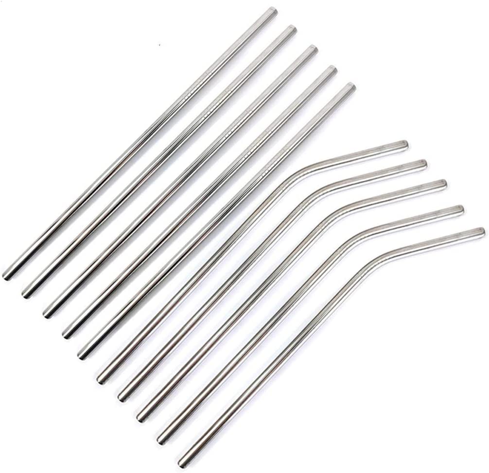 6mm Wide Straw Reusable Metal Straw Set Bubble Tea Straws 304 Stainless ...