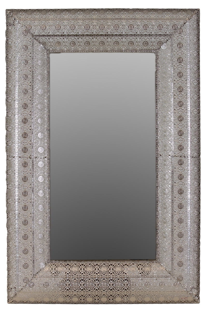 Valuable & Elegant Rectangular Shaped Metal Wall Mirror W/ Beautiful ...