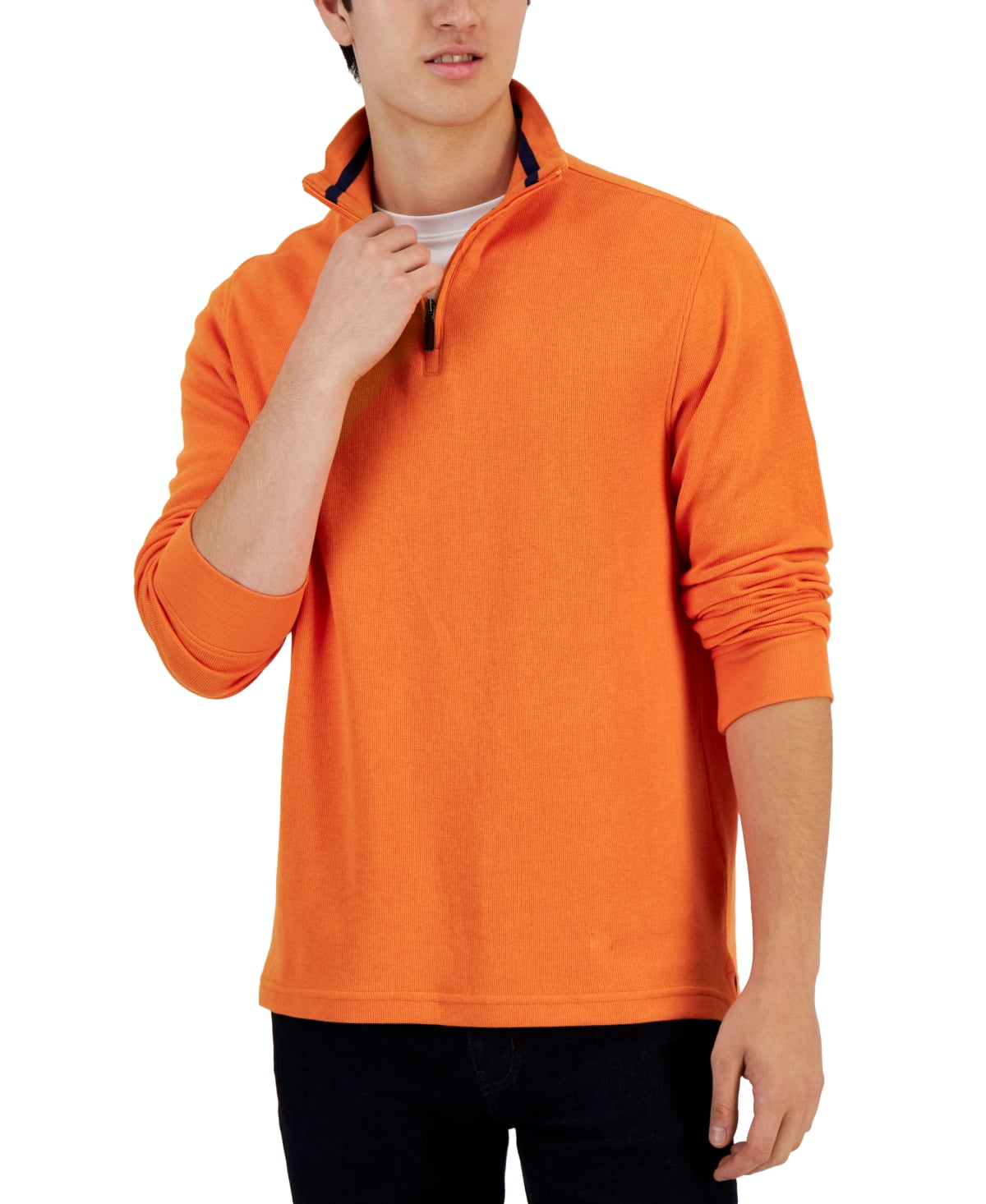 Club Room Men's Solid Classic Fit French Rib Quarter Zip Sweater Orange ...