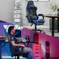 GTRACING GTWD-200 Blue Gaming Chair, Reclining Footrest, Adjustable ...