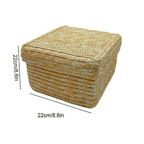EIMELI Woven Straw Storage Baskets with Lid Rattan Snack Container ...