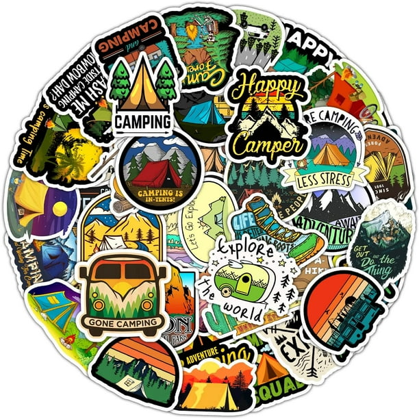50 Pack Outdoor Adventures Stickers for Water Bottles, Cars, Computers ...
