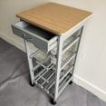 HYGRAD BUILT TO SURVIVE Kitchen Storage Cart 3 Tier Rolling Bamboo with ...