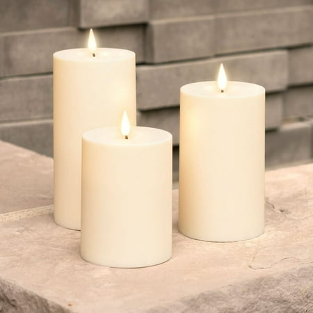 Outdoor Flameless Candles with Timer - LED Pillar Candle Set ...