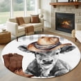 8ft Round Rug Western Cow Area Rugs for Living Room Bedroom Washable ...