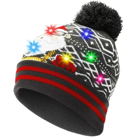 HTWW LED Light Up Beanie Hat Knit Cap Led Beanie for Birthday Party ...