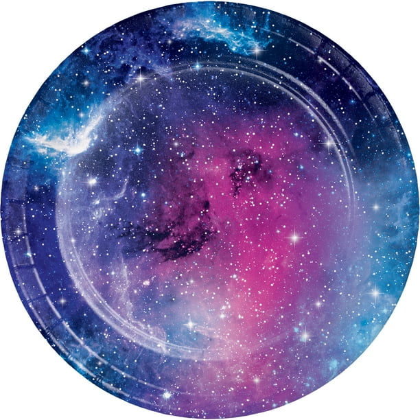 Galaxy Party Round Paper Dessert Plates 24 Count for 24 Guests ...