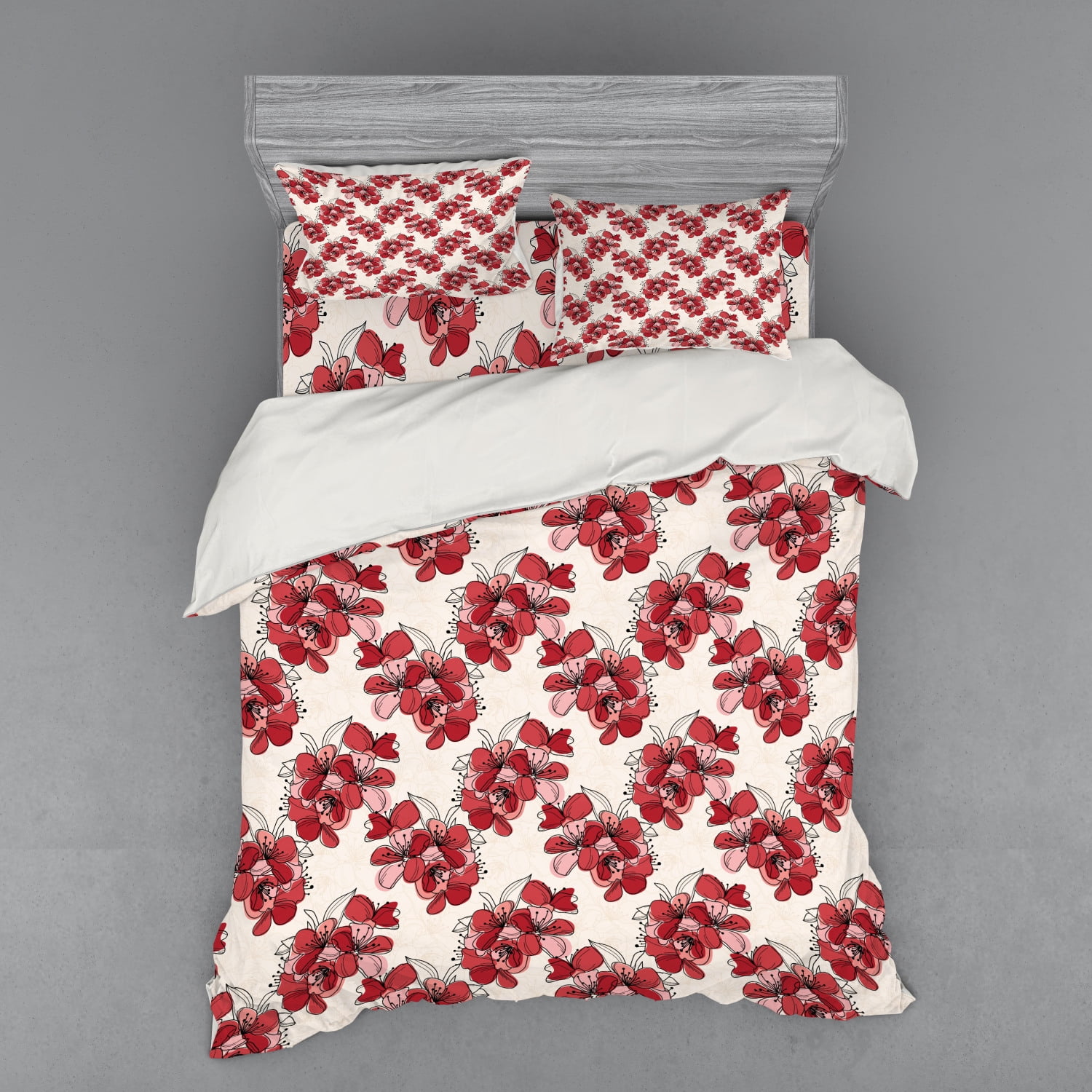 Ambesonne Floral Bedding Set 4 Pcs, Birth of the Nature Design, Queen ...