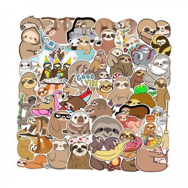 Rongfmy 6x50x Cute Sloth Stickers PVC Animals Decals for Water Bottles ...