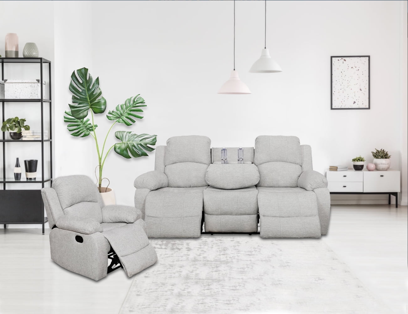 Ainehome Furniture Reclining Sofa + Chair Set Living Room Recliner Set ...