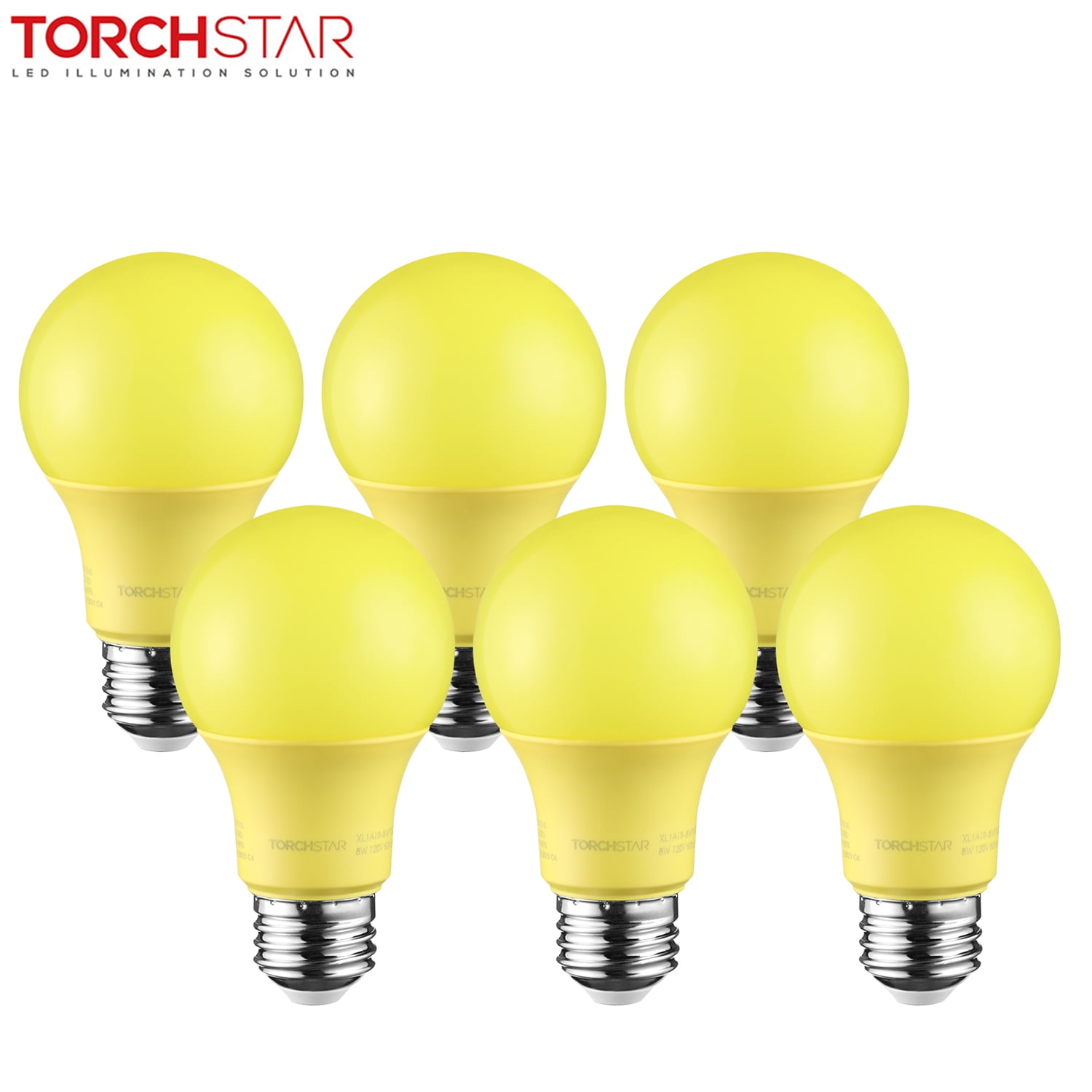 TORCHSTAR LED A19 Yellow Bulbs, 8W (40W Equivalent) Light Bulb, E26/E27 ...