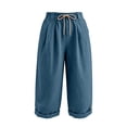 Capri Pants For Women Pocket Drawstring Campus Errands Travel Summer ...