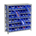 Global Industrial 7 Shelf Steel Shelving, 48 Blue Plastic Bins ...