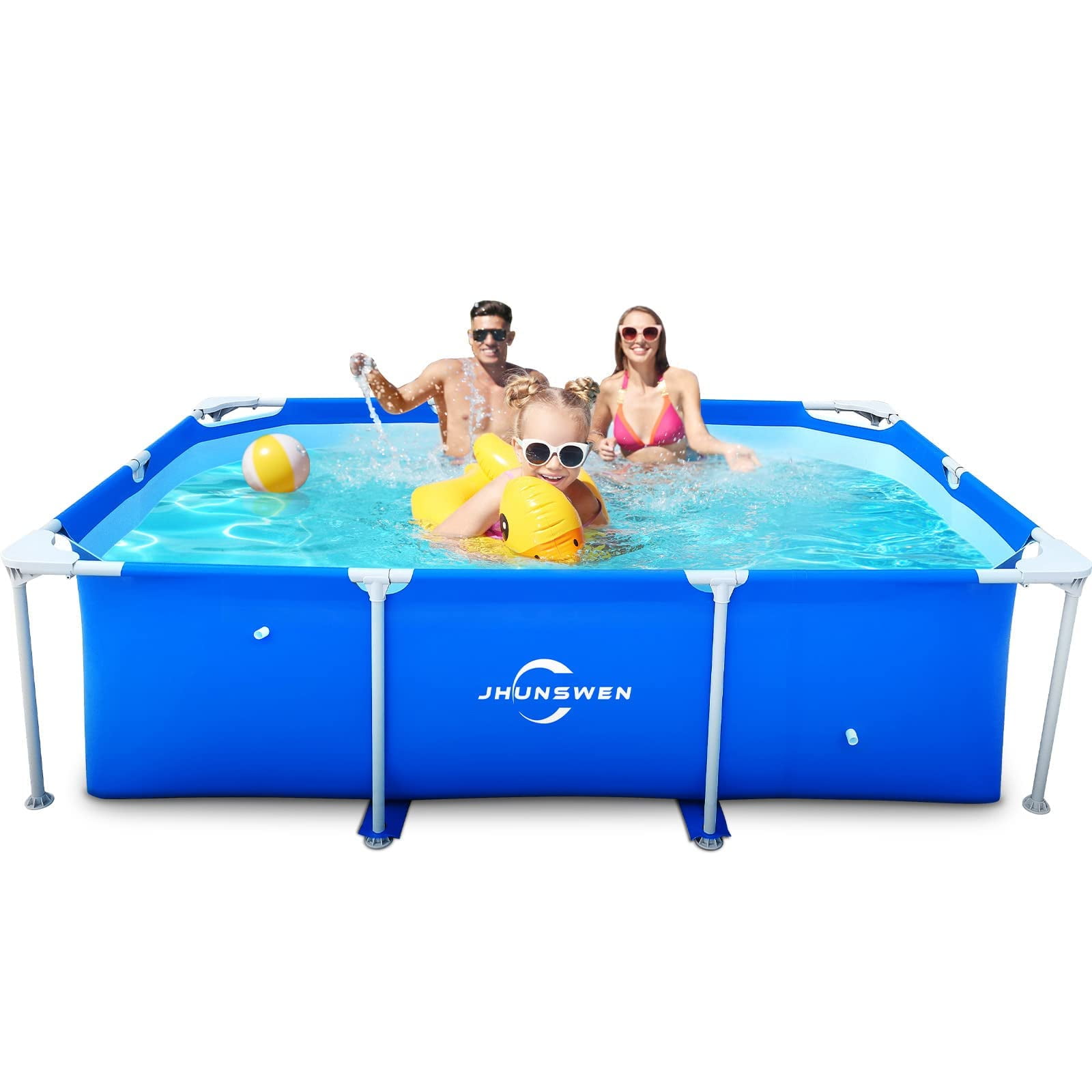 JHUNSWEN 4ft Rectangular Frame Pool, Outdoor Above Ground Swimming Pool ...