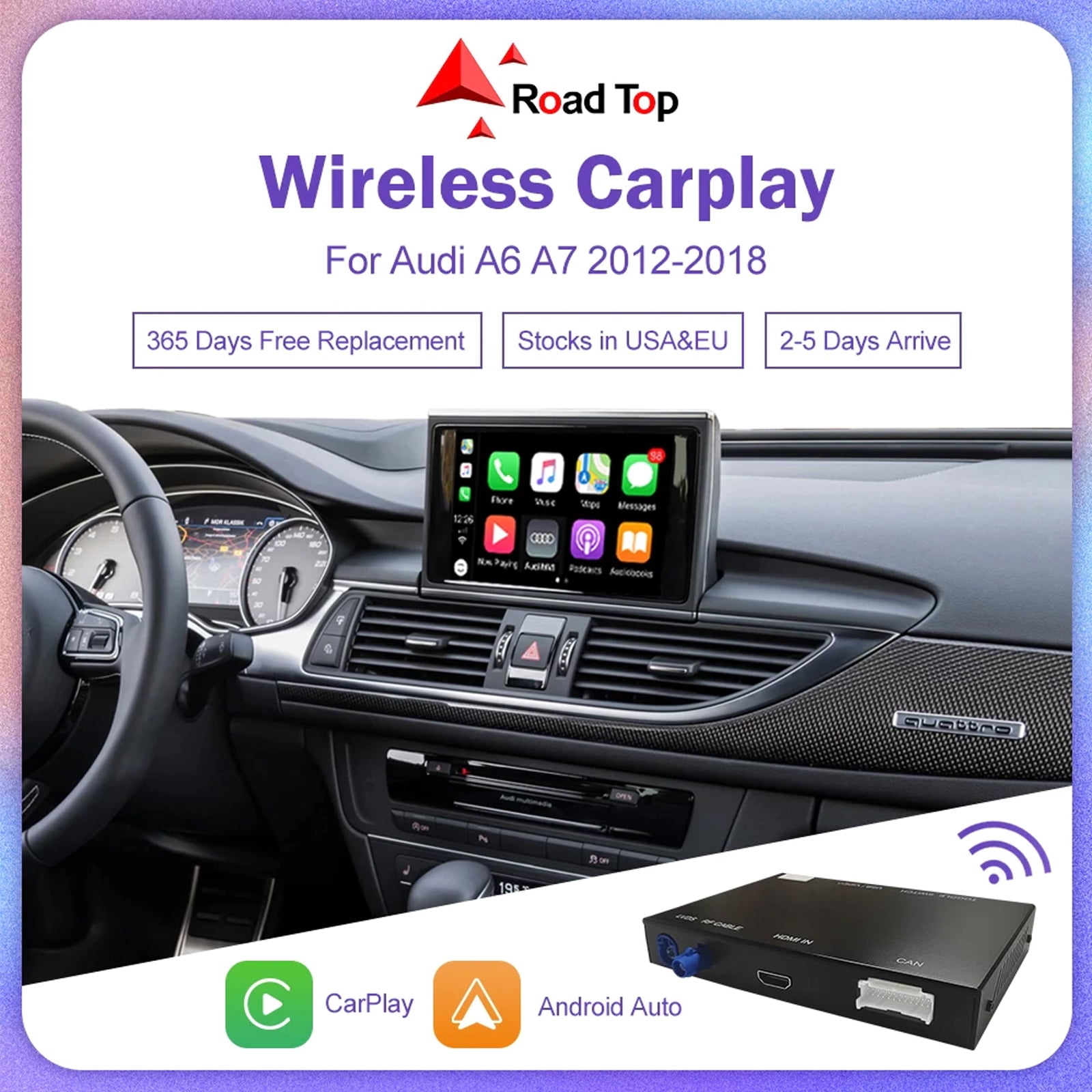 Road Top Wireless Carplay Retrofit Kit Decoder for Audi A6 A7 2012-2018 ...