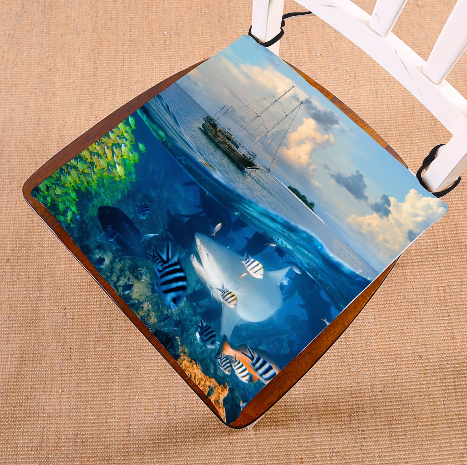 YKCG Great White Shark Sea Creatures Seat Cushion Chair Cushion Floor ...