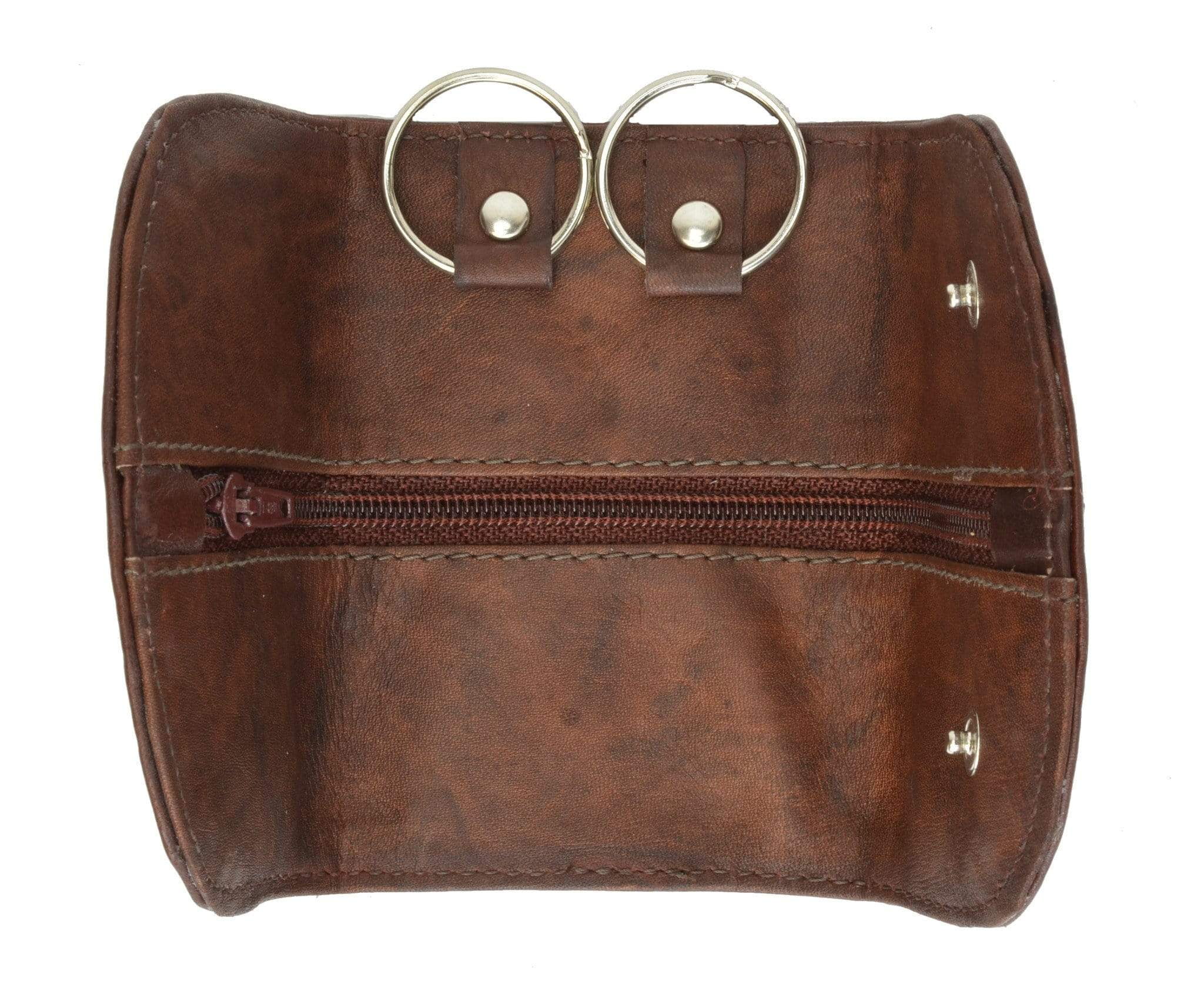 Genuine Leather Double Key Ring Holder Wallet with Snap Closure 112 CF ...