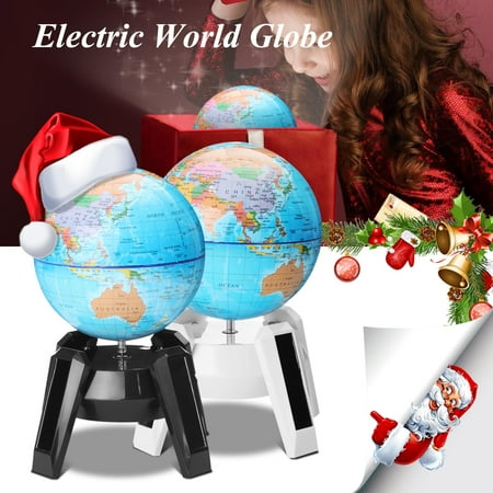 SOLAR POWER WORLD GLOBE LED Rotating Map of Earth Geography Desktop ...