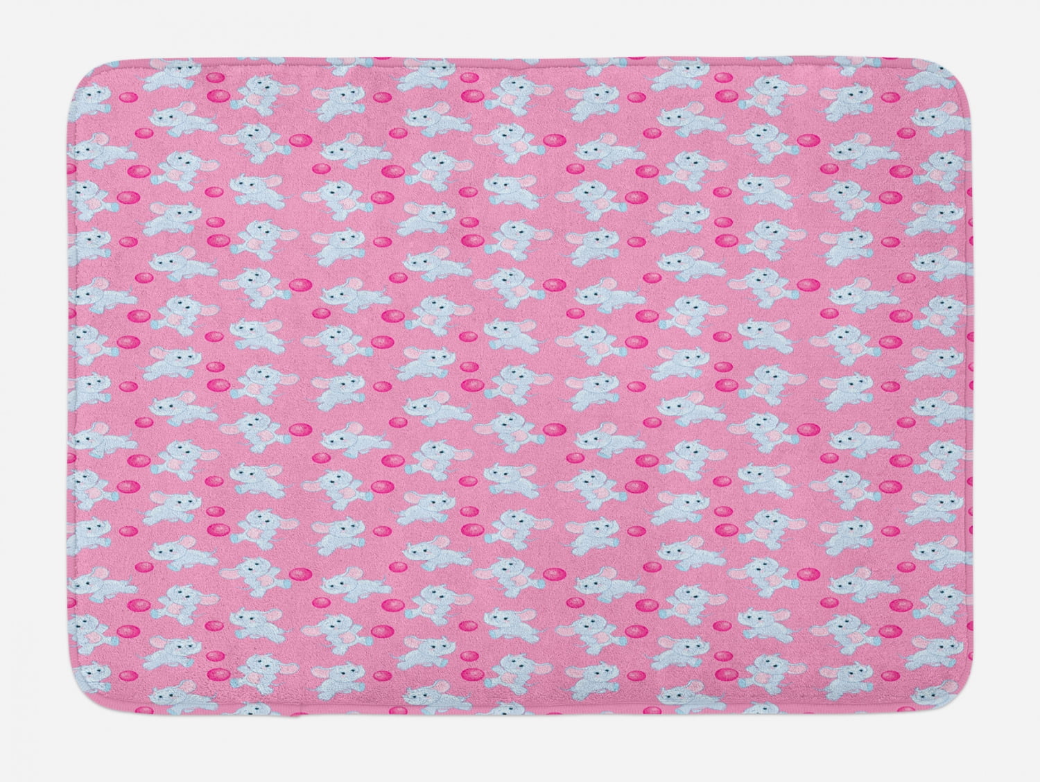 Elephant Bath Mat, Kids Girls Design Pattern with Happy Baby Animals ...