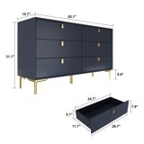 OXYLIFE Tall Wooden Double Dresser, Big 6-Drawer Chest for Bedroom ...