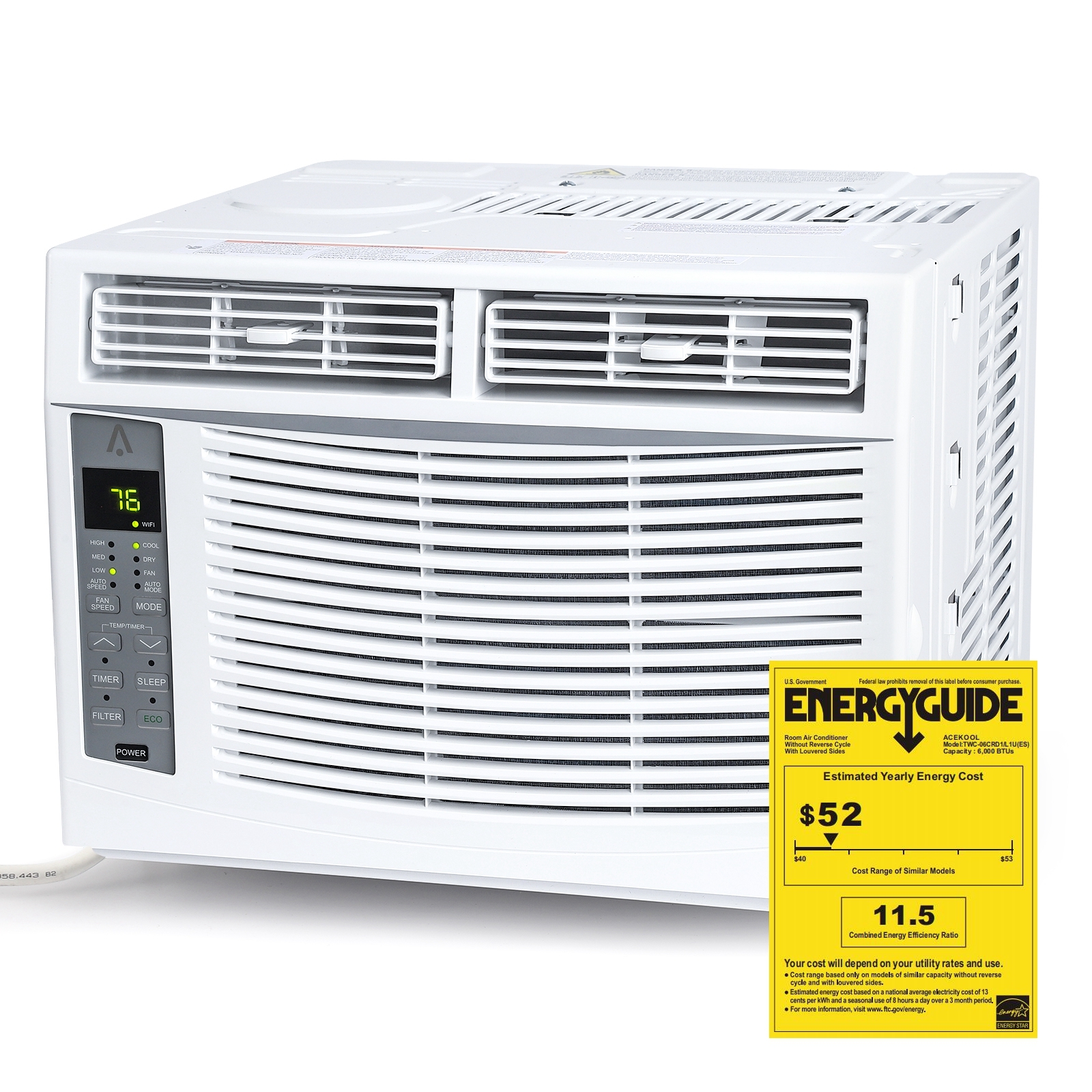 Aoile Window Air Conditioner 6,000 BTU, Smart Window AC Unit with ...