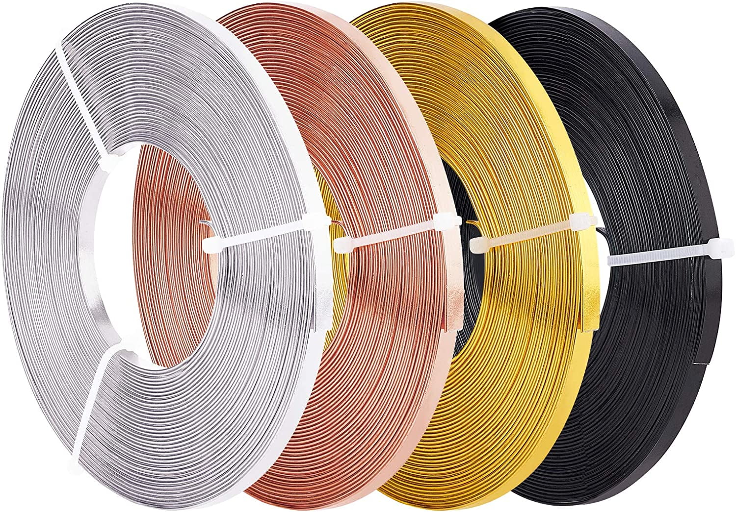 130FT 4-Colors Aluminum Flat Wire Silver Gold Bendable Craft Wire for ...