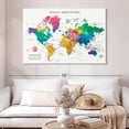 Elephant Stock Adventures I Push Pin World Map Wall Art - Map Canvas ...