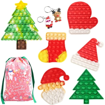 8 Packs Christmas Pop Fidget Toys - Push It Bubble Sensory Fidgets Toy ...