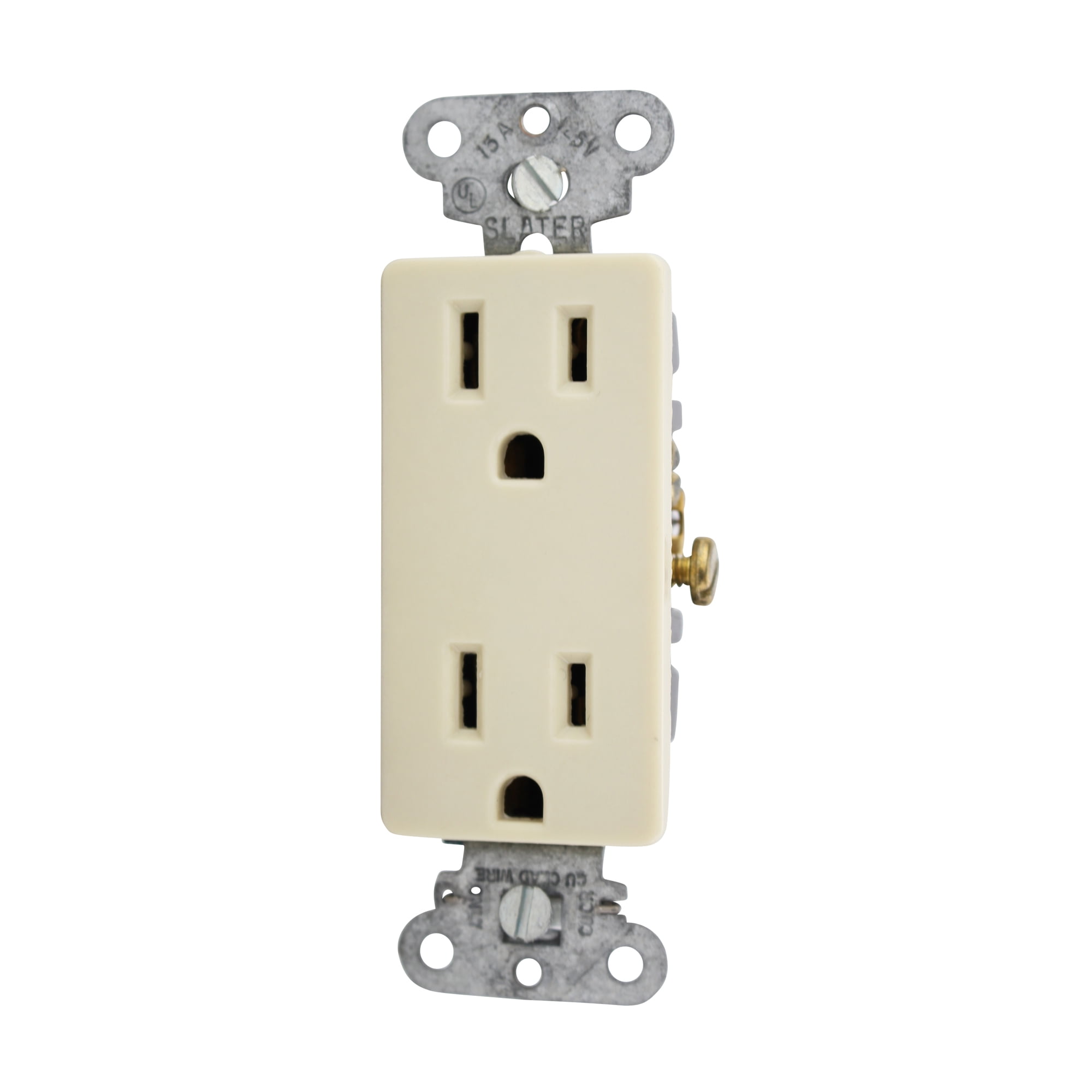 Slater 885-I Decorator Duplex Receptacle, 15A, 125V, Ivory, (15 Pack ...