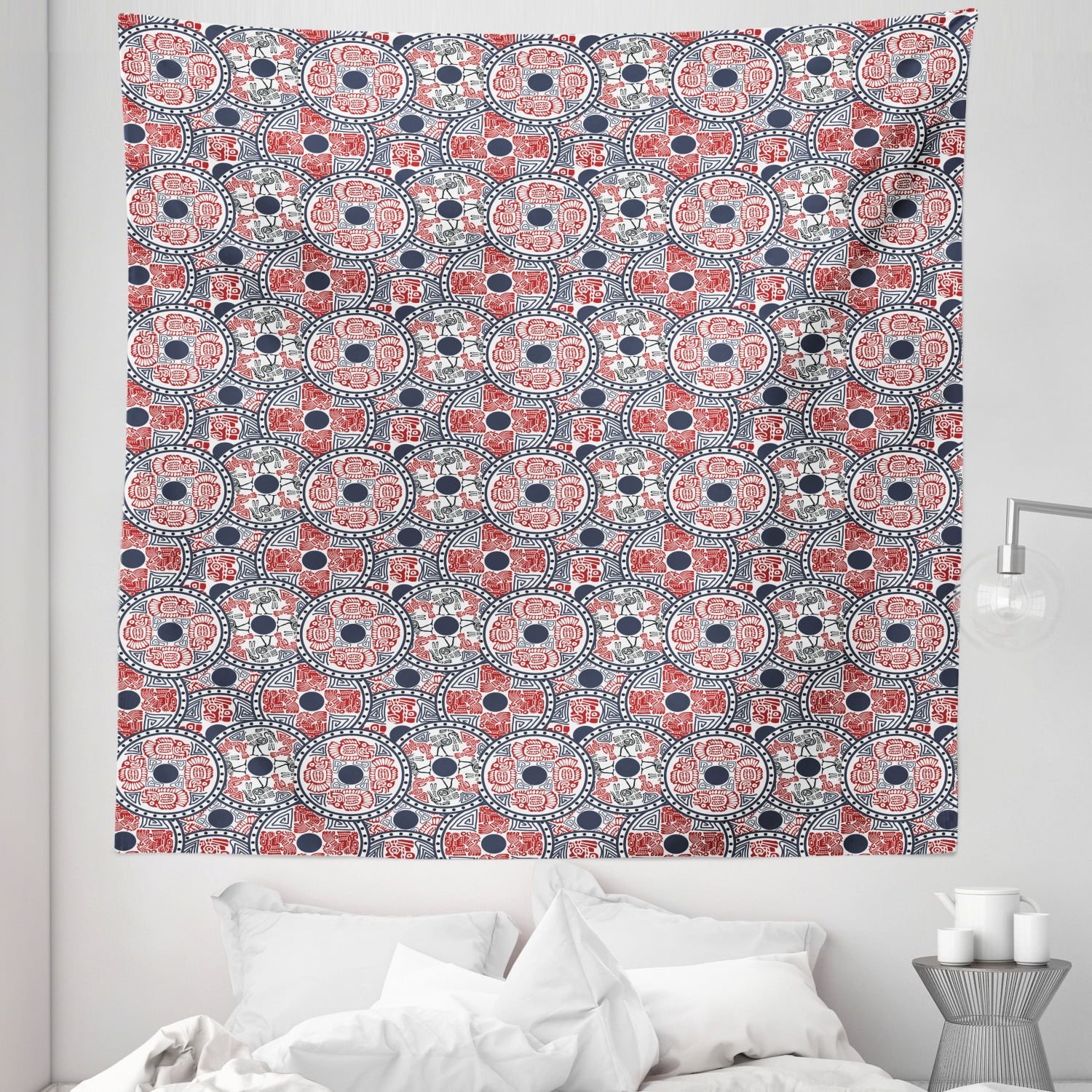 Aztec Tapestry, Indigenous Mayan Pattern with Animals and National ...