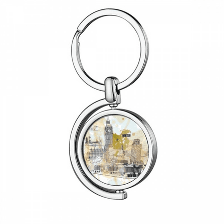 Travel Landmark Big Ben Leaning Tower of Pisa Rotating Keychain Metal ...