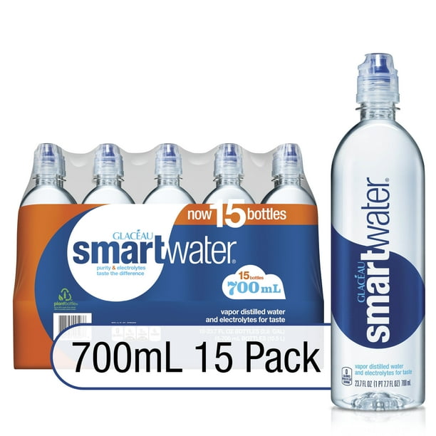 smartwater vapor distilled premium water bottles, 23.7 fl oz, 15 Pack ...