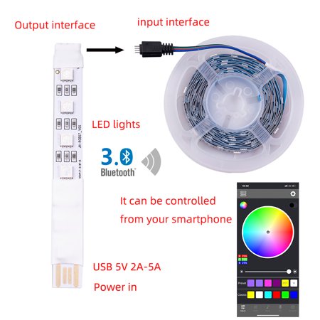RGB Strip Light APP Remote Control Colorful Bluetooth-compatible ...