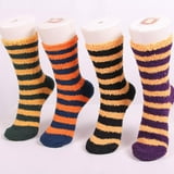 Super Soft Warm Microfiber Fuzzy Team Spirit Socks - Striped Black and ...
