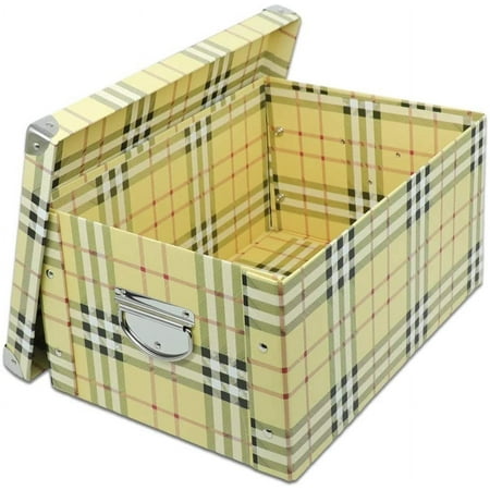 Collapsible Storage Box Decorative Memory Box with Lid & Metal ...