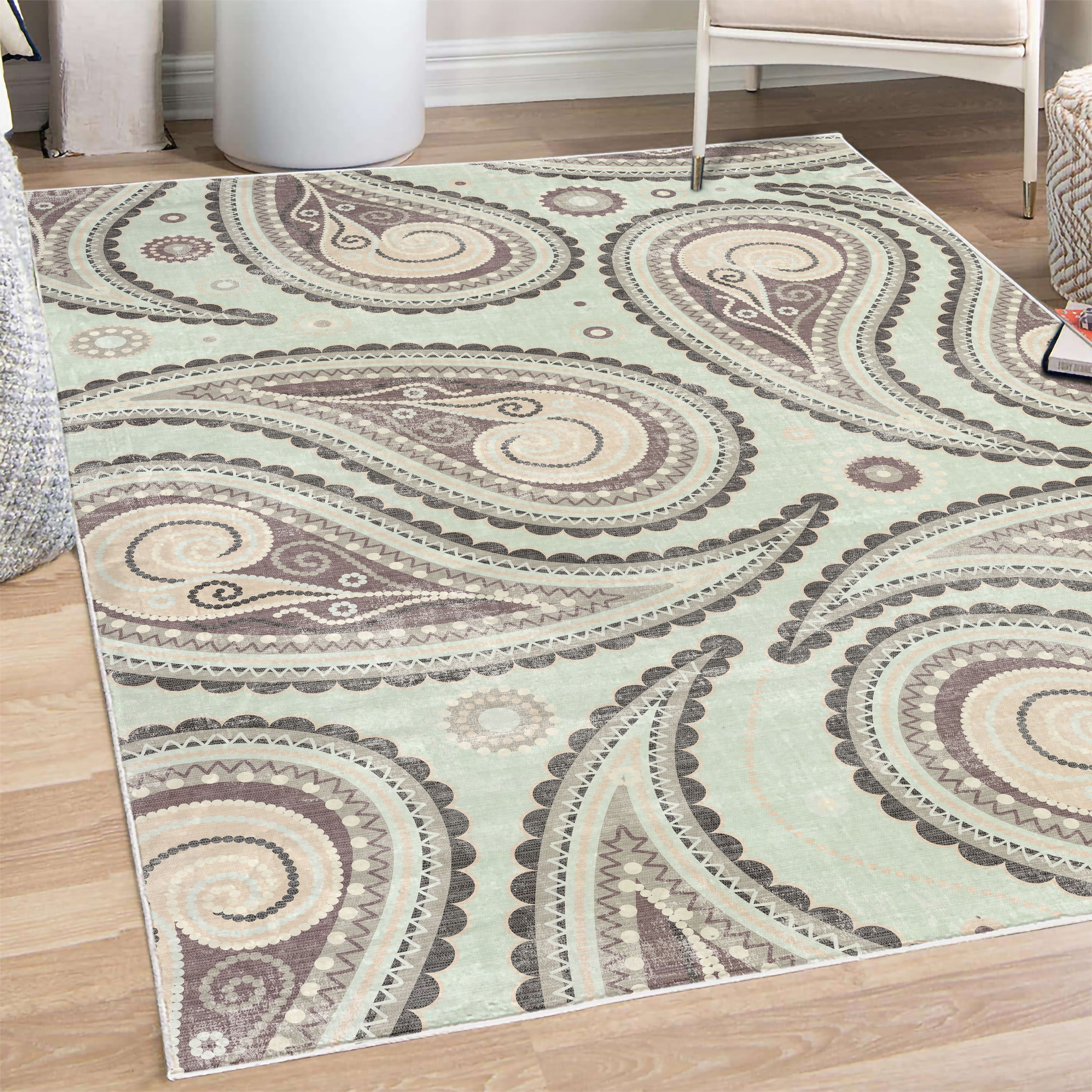 Paisley Decorative Rug, Continuous Fig Like Motifs Pattern Mandala ...