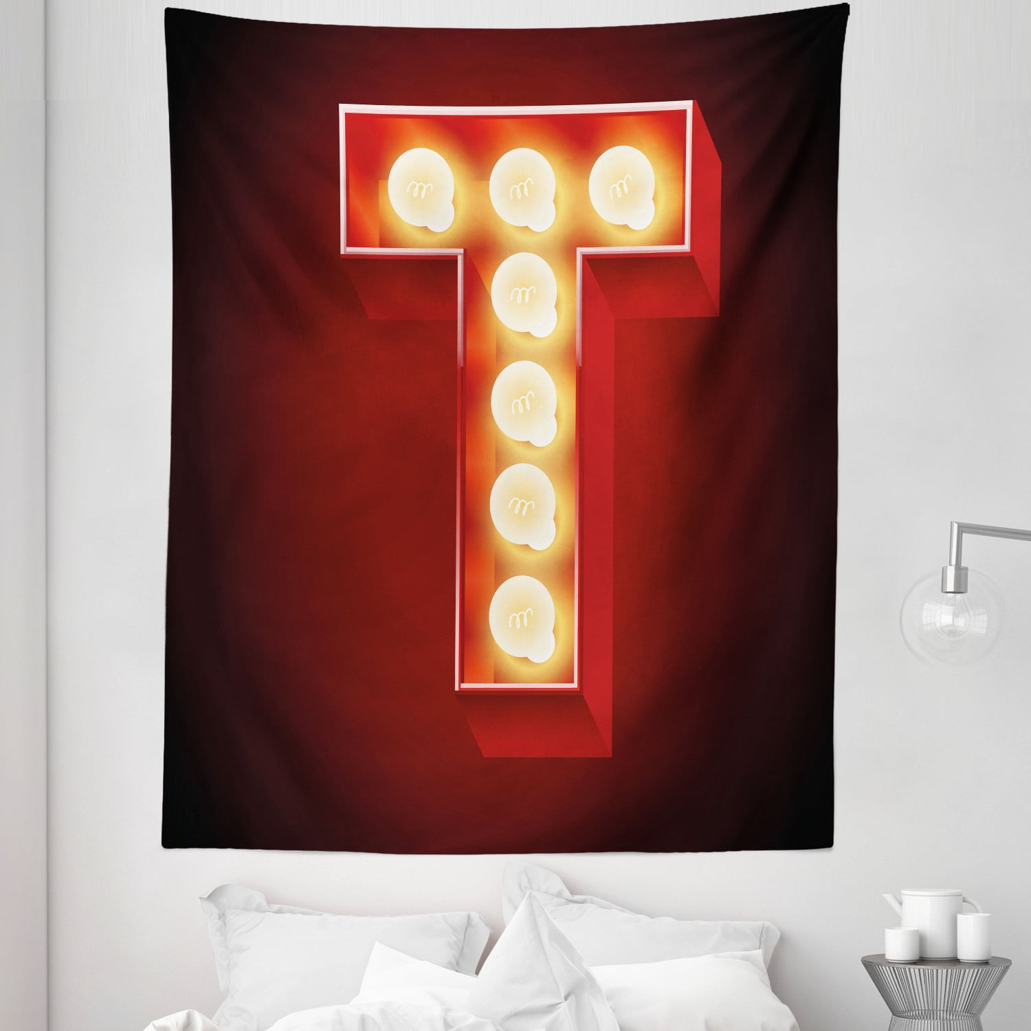 Letter T Tapestry, Cinema Circus Club Theme Old Fashioned Show Business ...