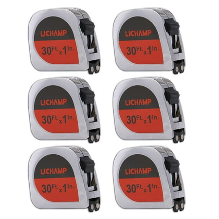 LICHAMP Tape Measure 25 ft with Magnetic, 6 Pack Bulk Easy Read Chrome ...