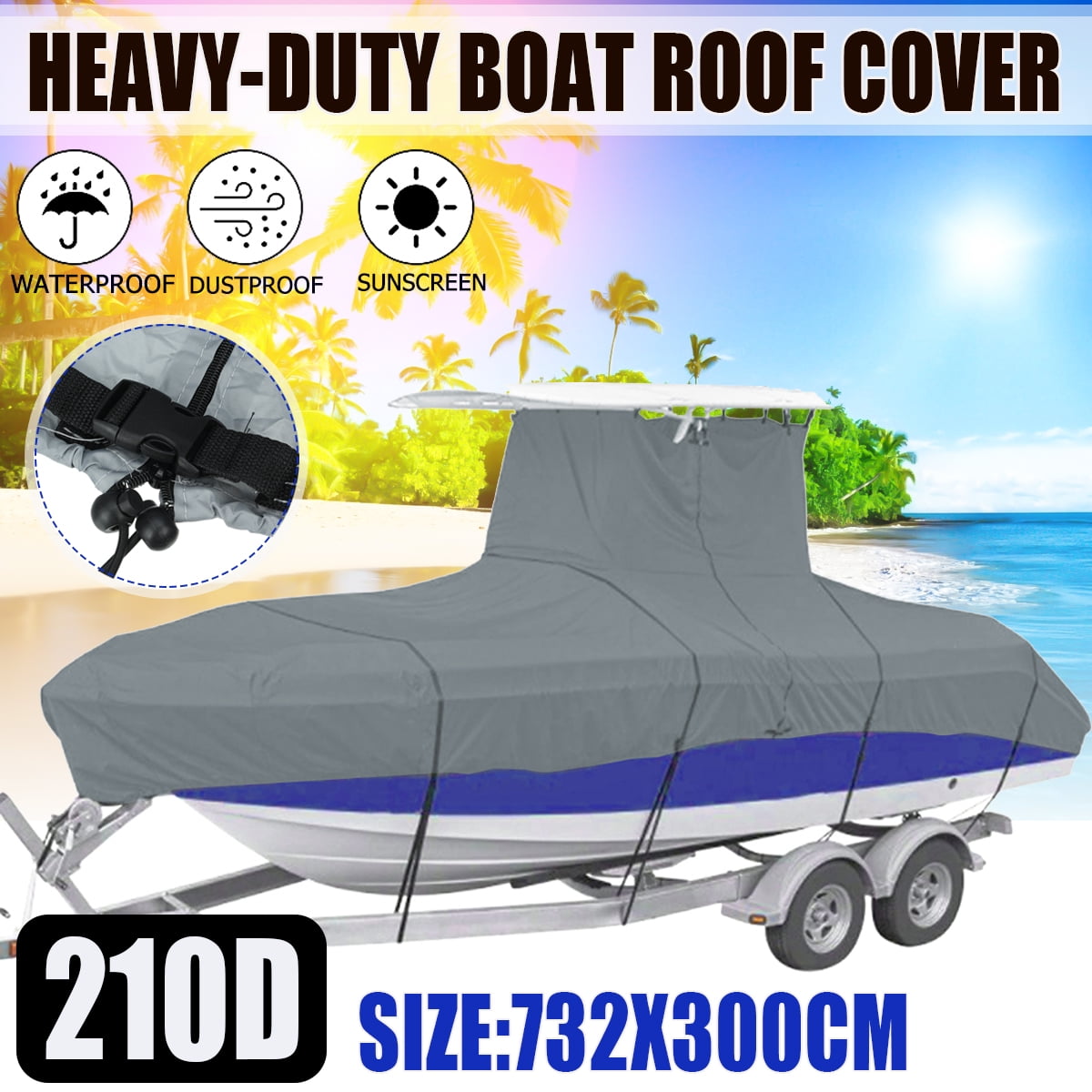 210D Heavy Duty Center Console T-Top Waterproof Boat Cover Replacement ...