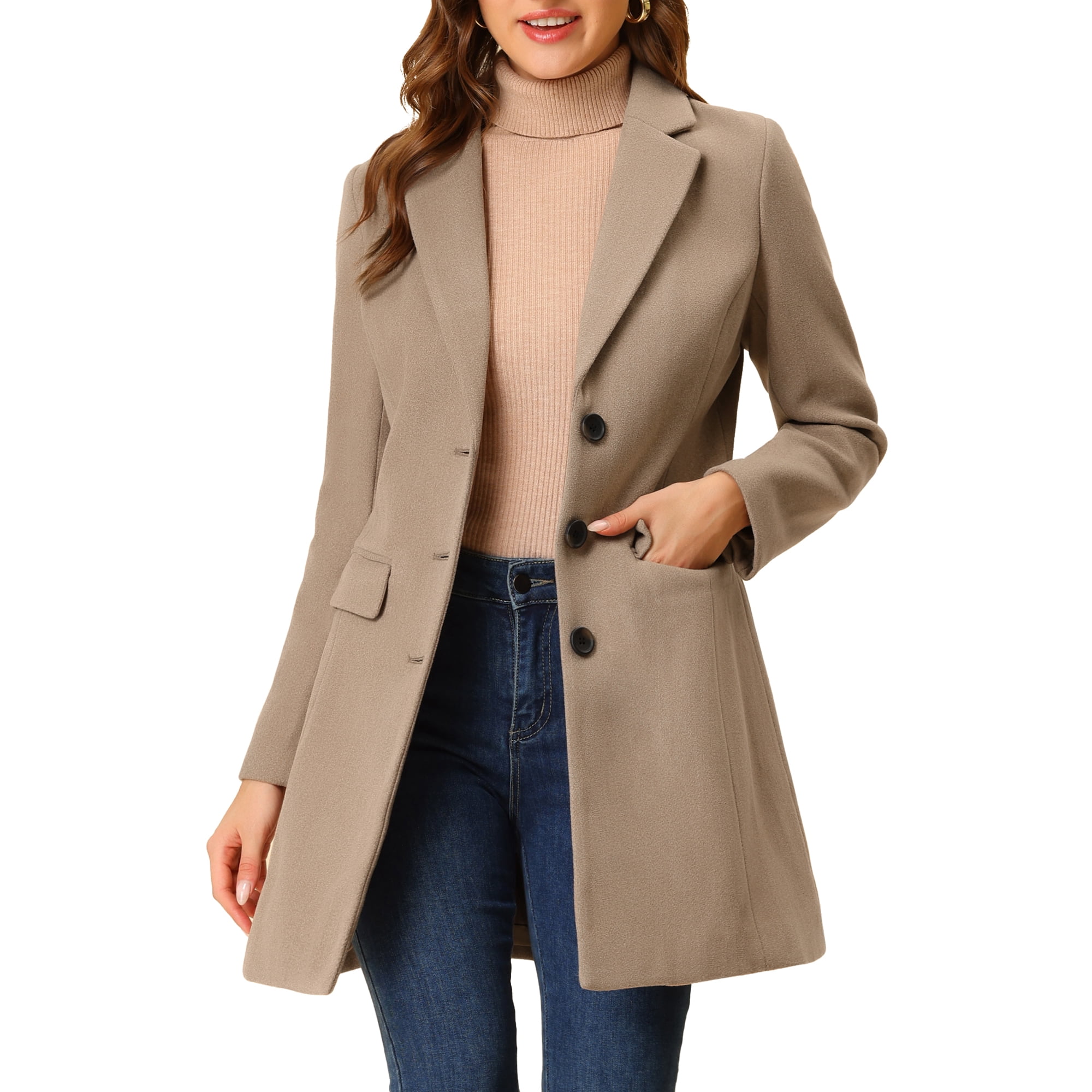 Click here for Inspire Chic Womens Coat Solid Color Notched Lapel... prices