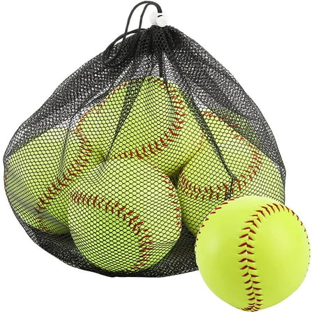 6 Pack Yellow Sports Practice Softballs, 12-Inch Official Size and ...