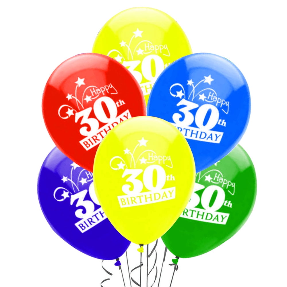 PMU Birthday Balloons 12 Inch Happy 30th Birthday Shooting Stars ...