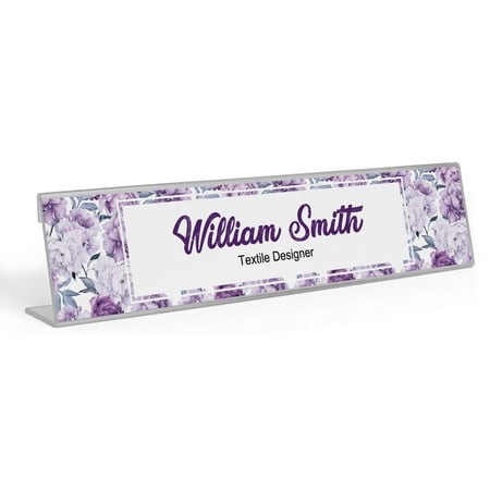 Printtoo Personalized Desk Name Plate Pretty Purple Flower Custom ...